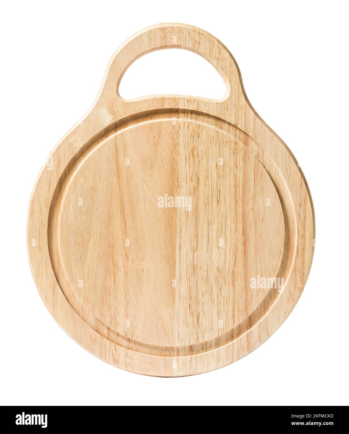 round kitchen cutting board made from natural wood isolated on white ...