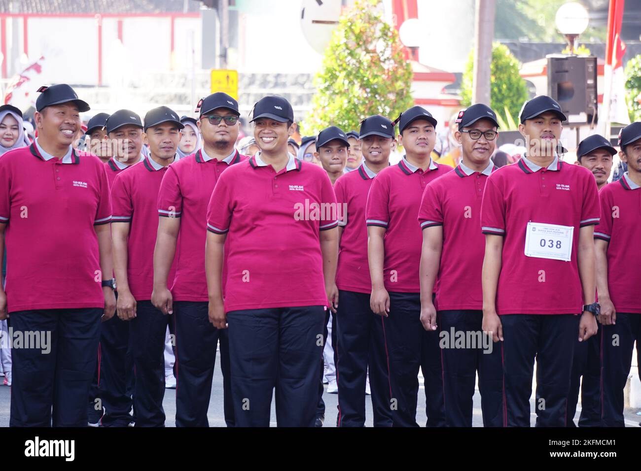 Indonesian participating in marching (baris berbaris) to celebrate ...