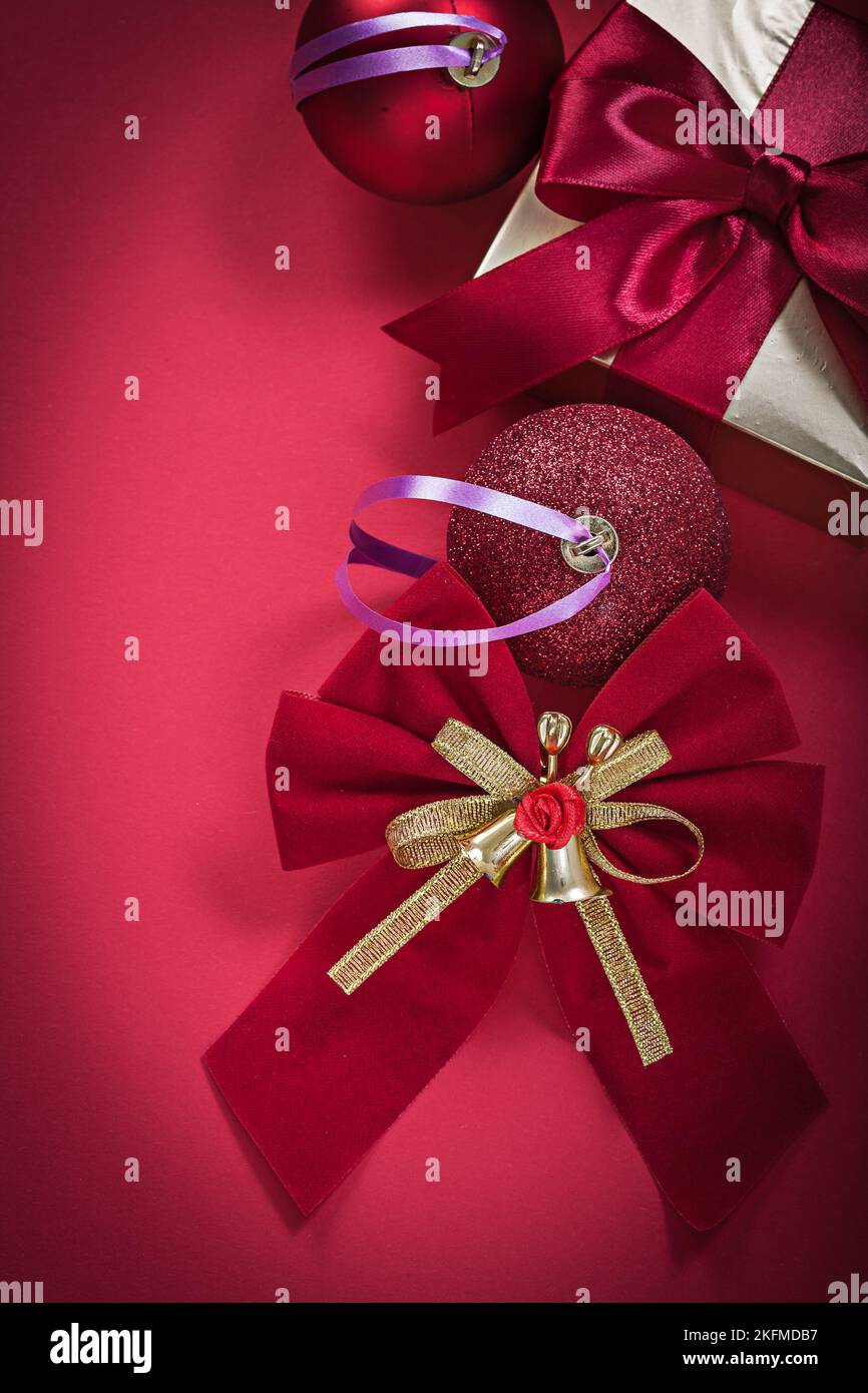 Set of Christmas baubles bow present box holidays concept Stock Photo ...