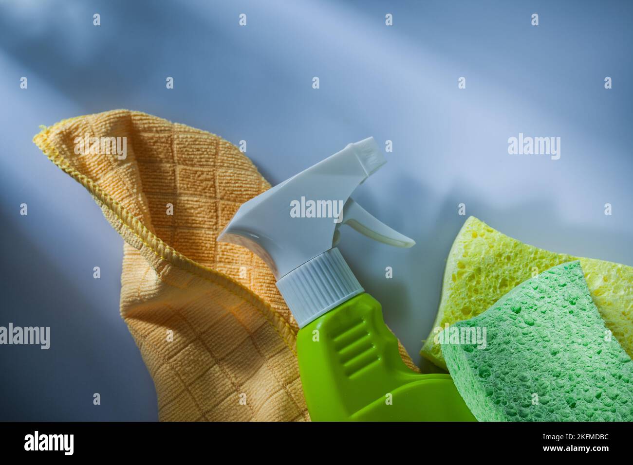 Set of cleaning items on white background Stock Photo - Alamy