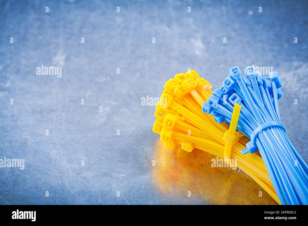 Set of cable ties on metallic background construction concept Stock ...
