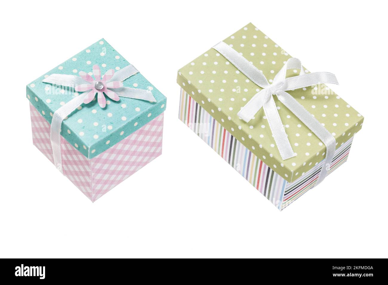 Set of handmade boxed presents isolated on white Stock Photo - Alamy