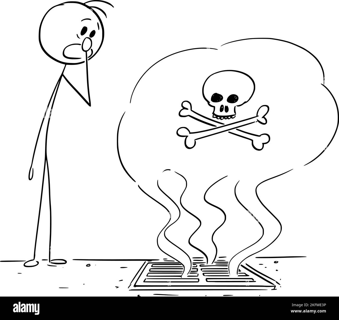 Toxic Smell Coming from Sewerage, Pollution and Water Treatment, Vector ...