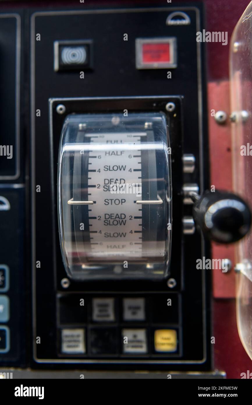Ship's control device. Engine control from navigational bridge Stock ...