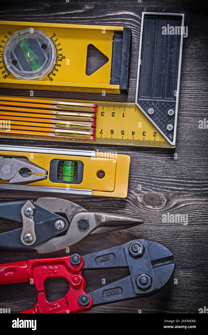 Square ruler pliers construction level wooden meter sharp wire cutter ...