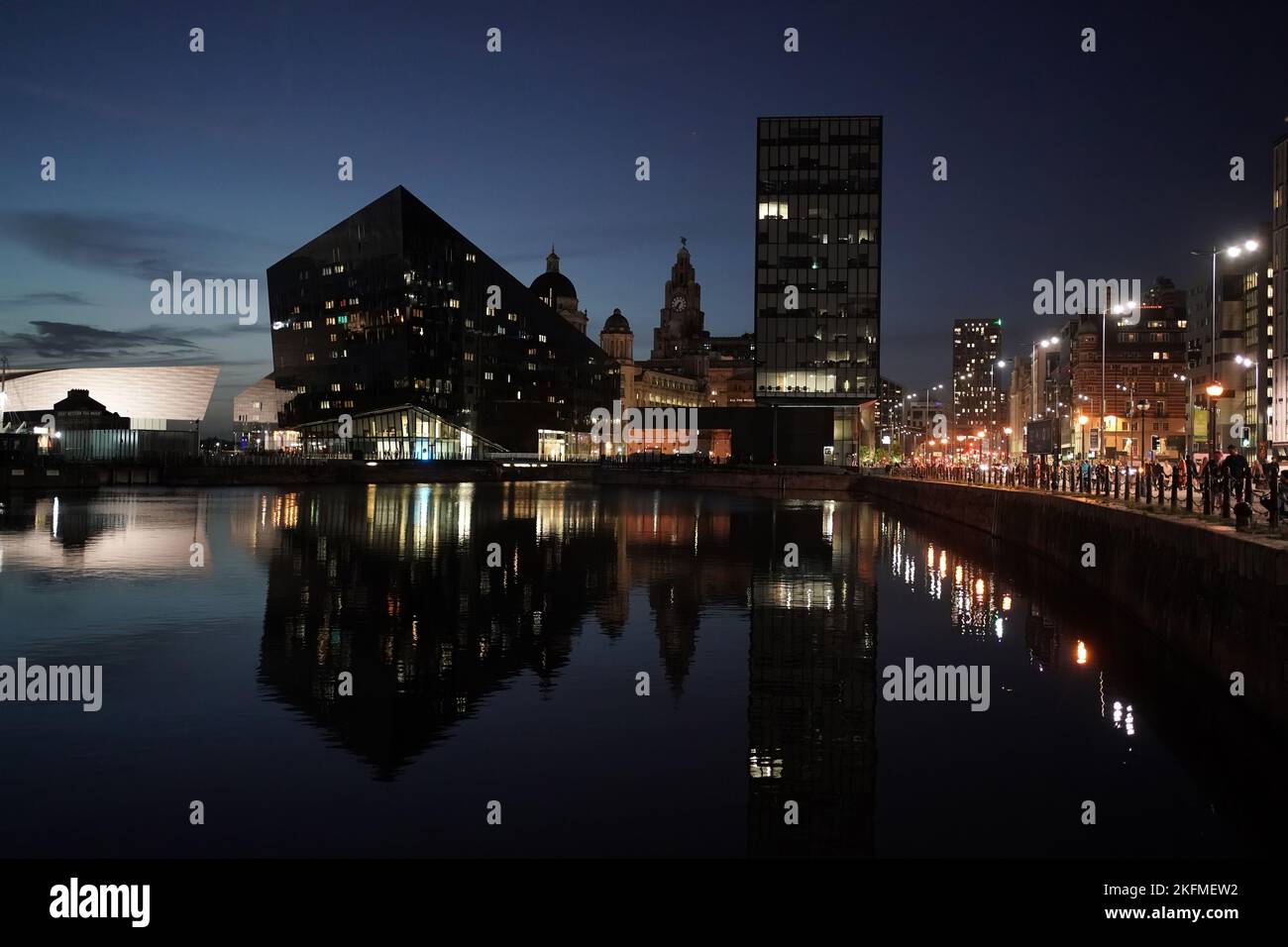 Liverpool at Night Viewed Over Canning Dock Stock Photo - Alamy