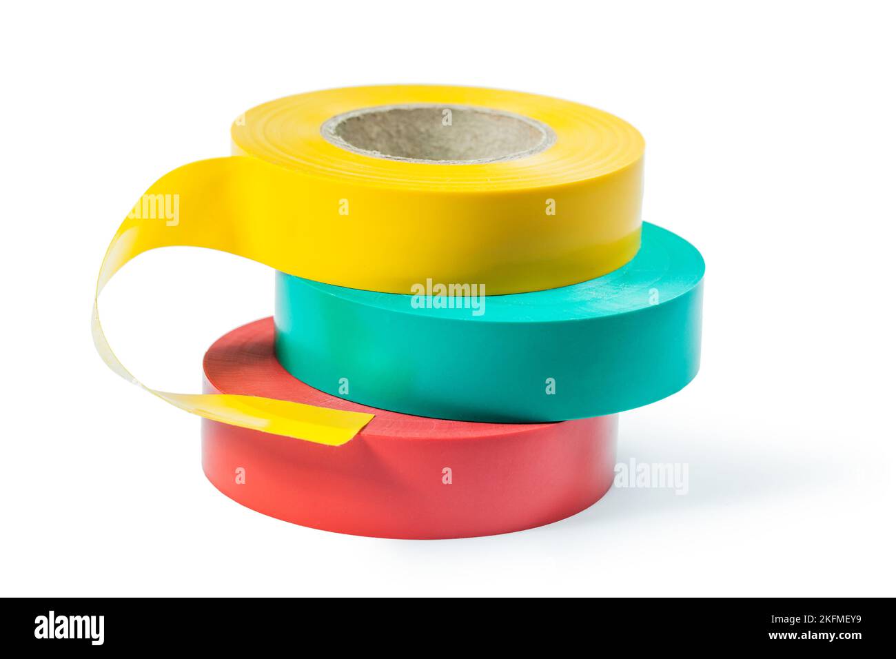 stack of three colored rolls of insulation tape Stock Photo - Alamy