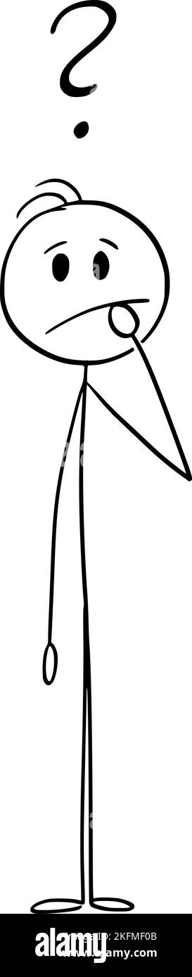 Unsure Person Thinking About Problem, Vector Cartoon Stick Figure ...