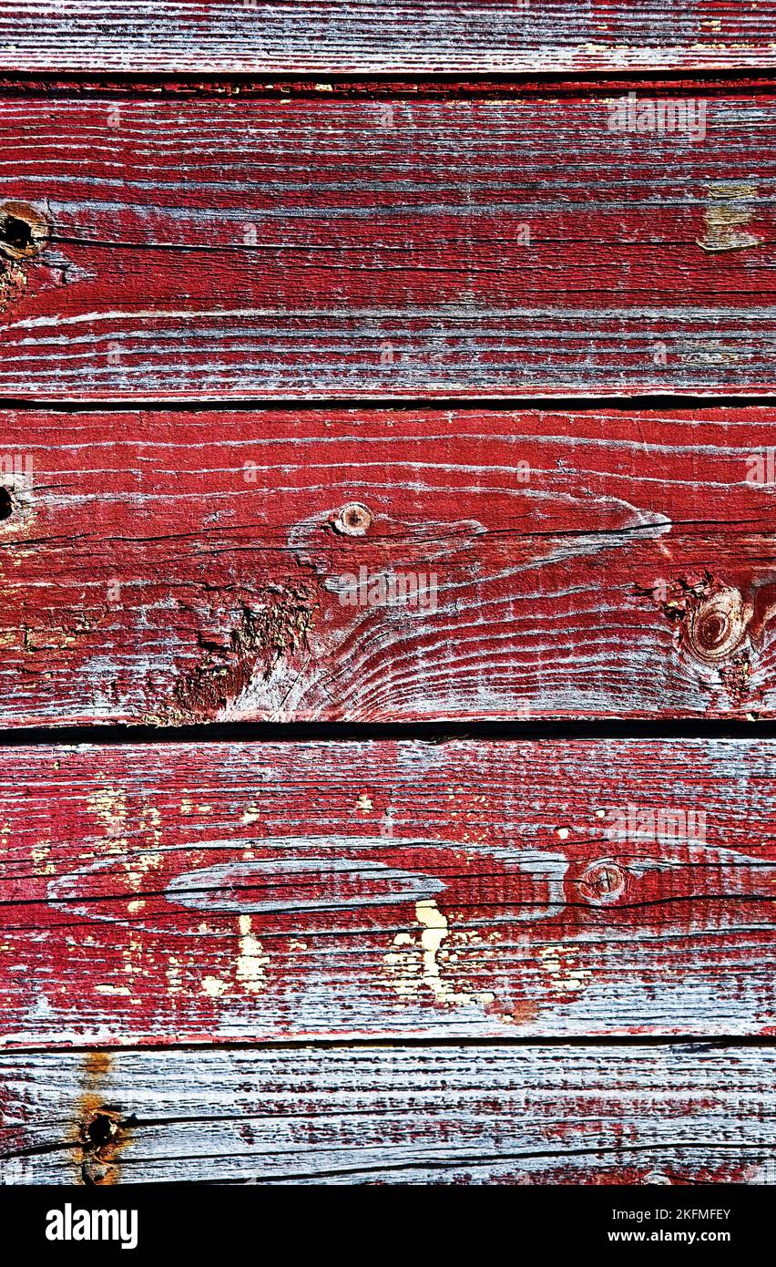 The old boards painted in red color Stock Photo - Alamy