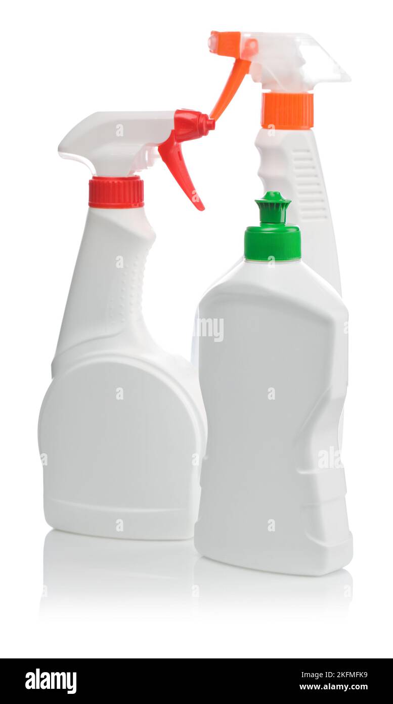 three spray bottle isolated Stock Photo - Alamy