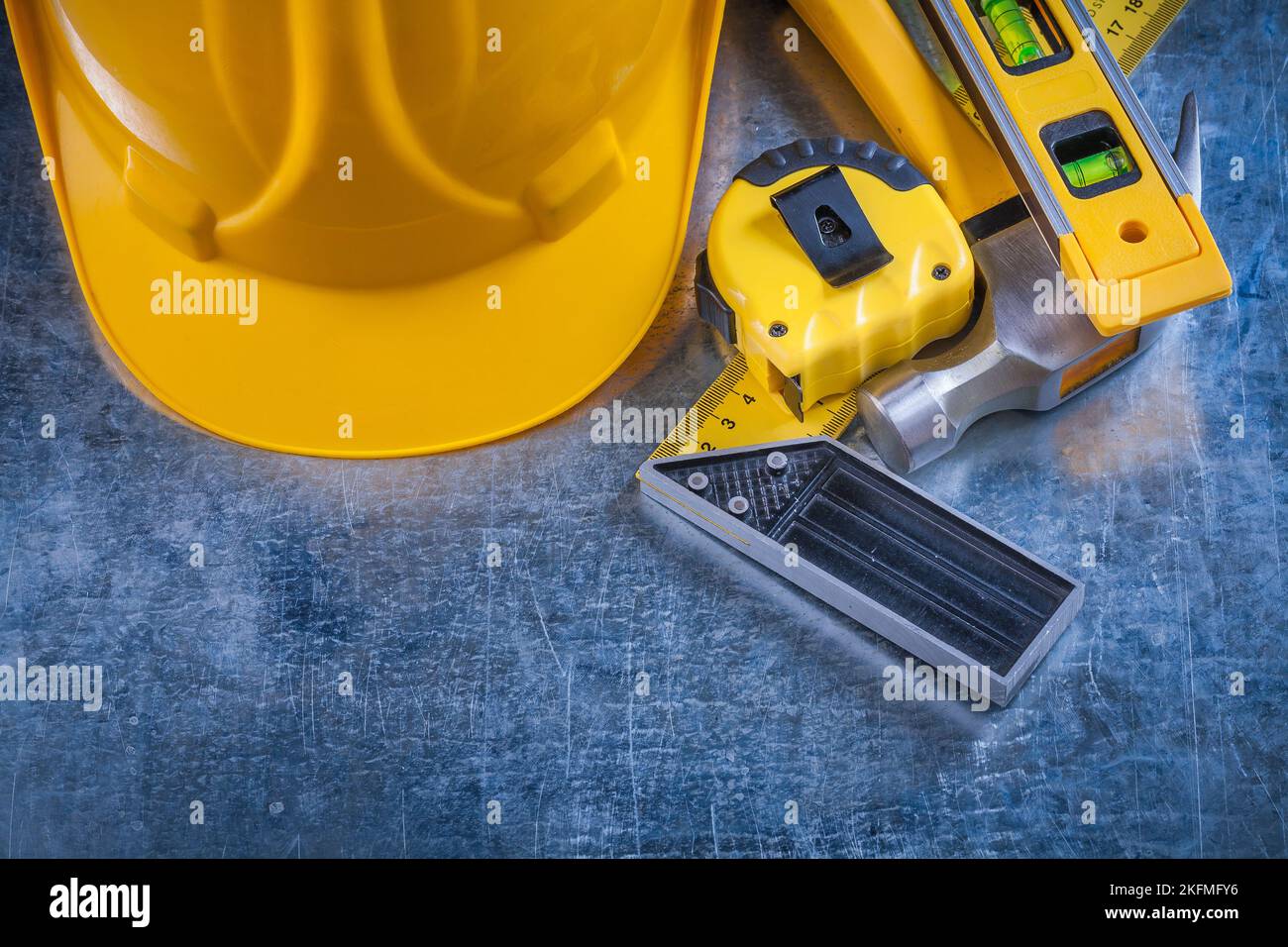 Try square construction level tape-line building helmet and claw hammer ...