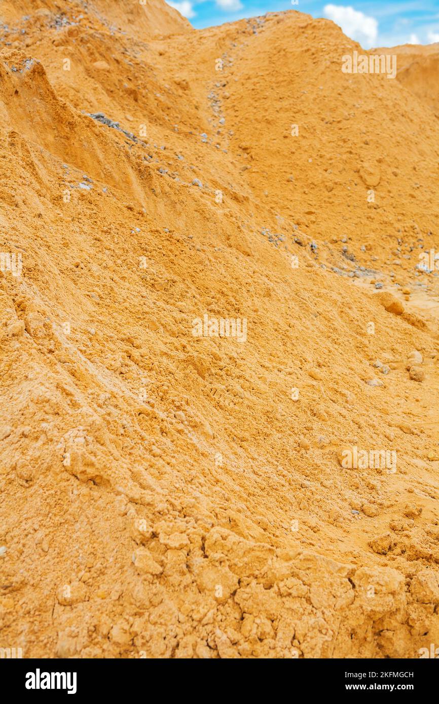 verry close up view on pile of construction sand small depth of field ...