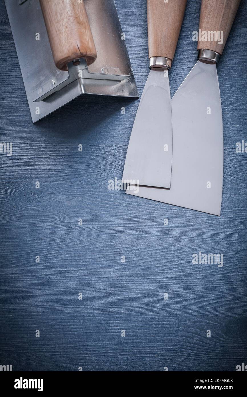 vertical version angle former two paint scrapers vintage wood Stock ...