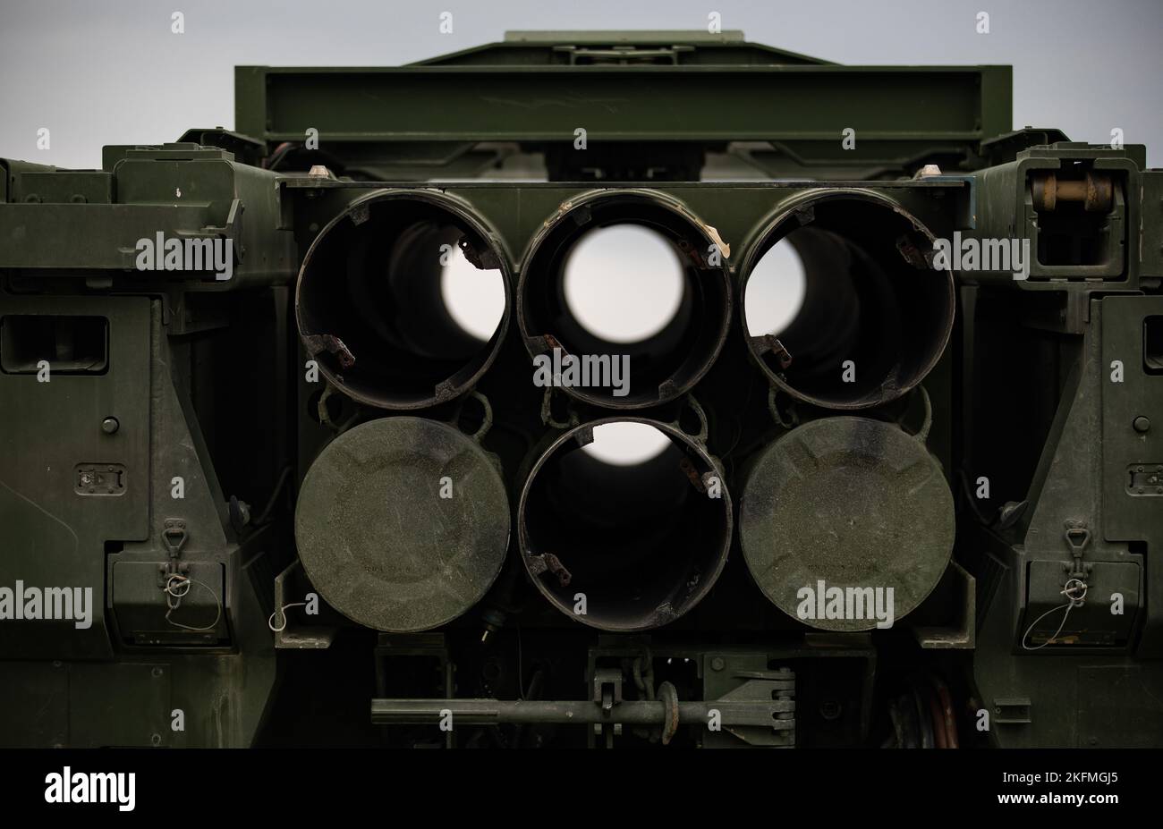 A pod, loaded with two Reduced-Range Practice Rockets (RRPR), of an ...