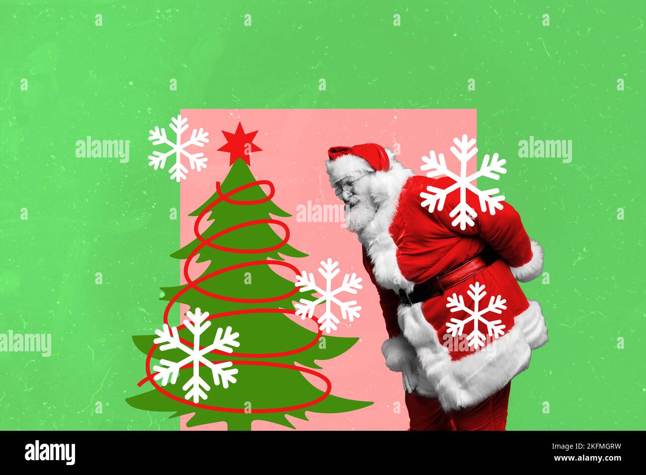Creative 3d photo artwork graphics collage painting of curious santa ...