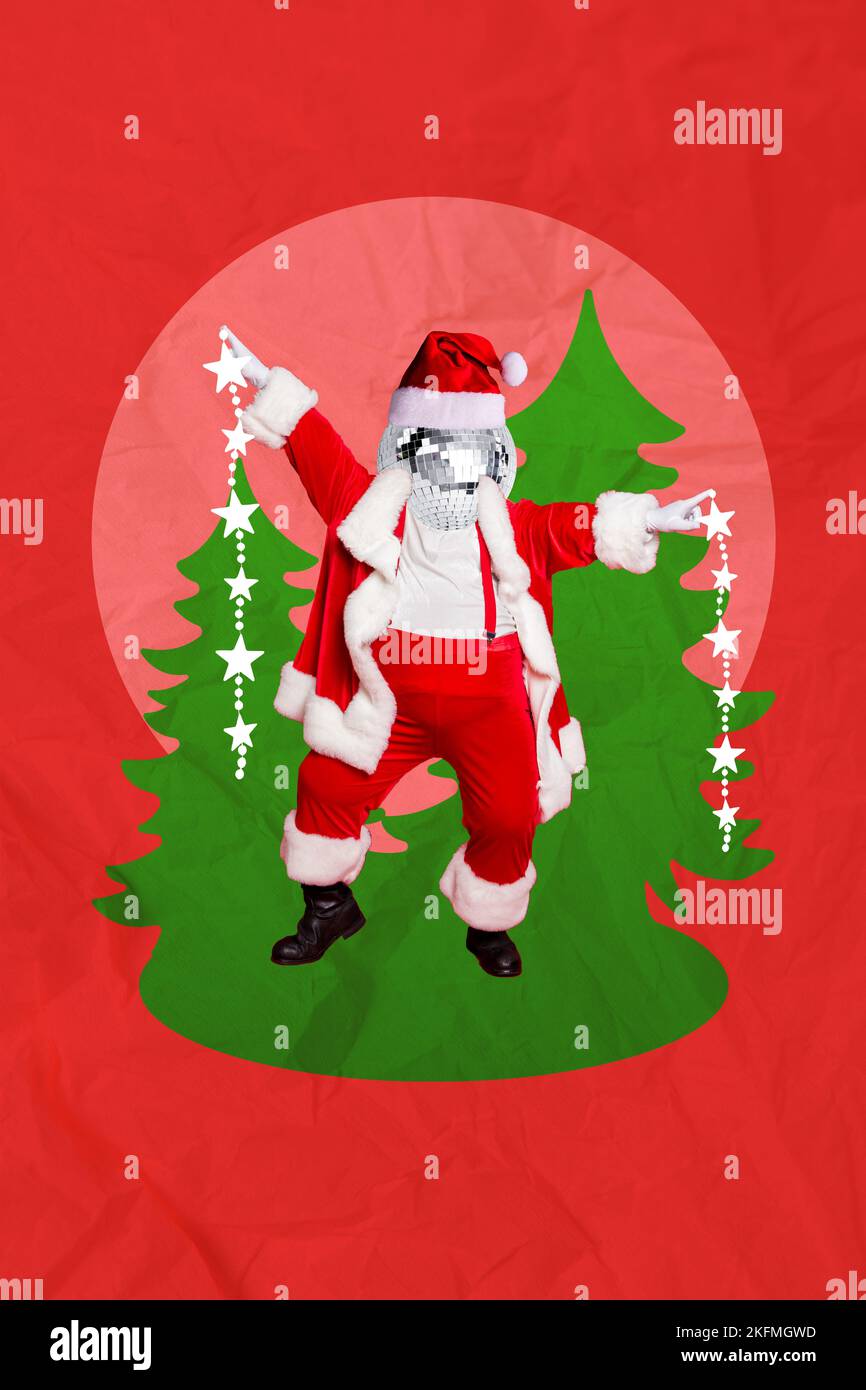 Photo sketch graphics collage artwork picture of funky x-mas santa ...
