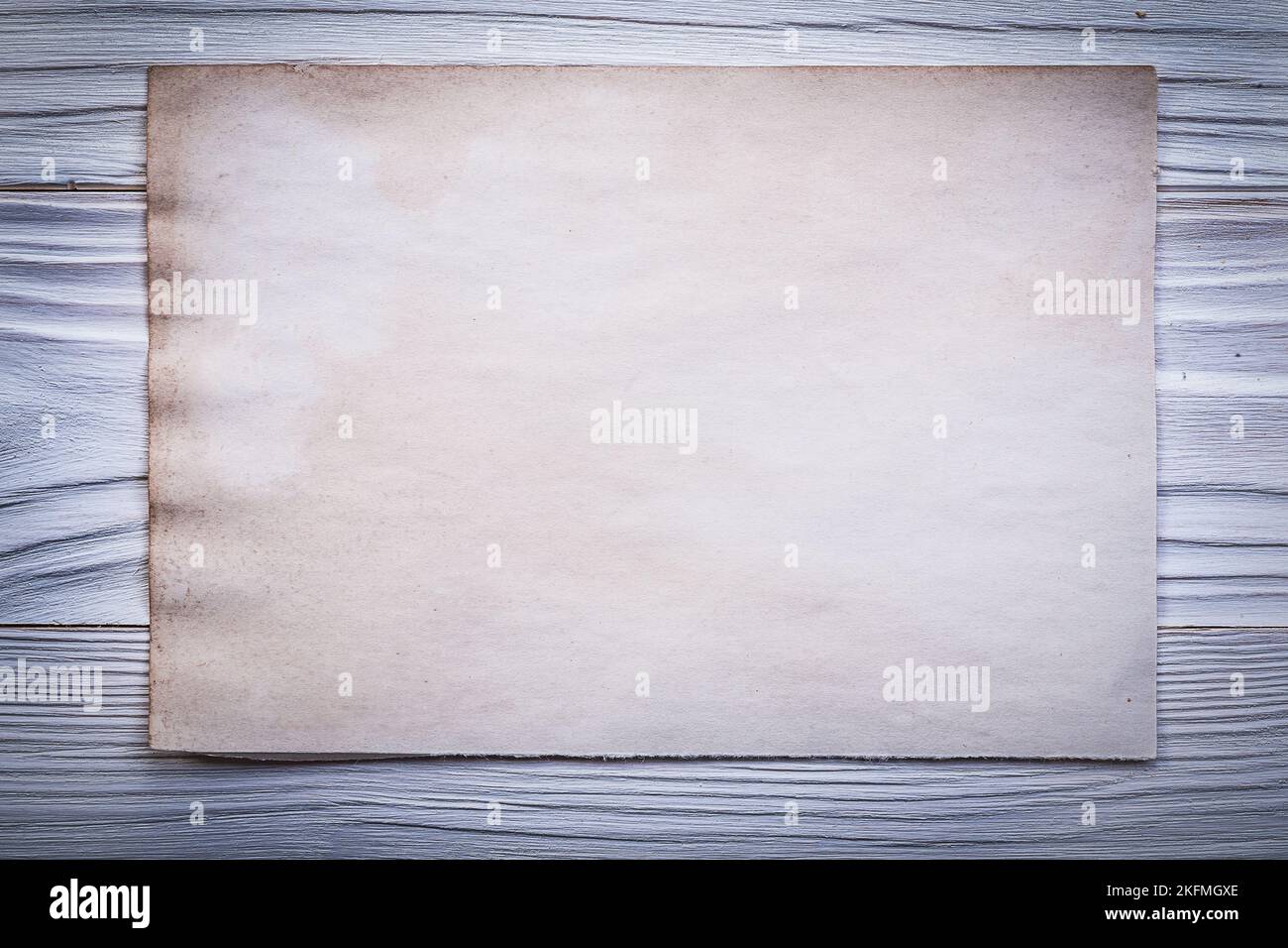 Vintage clean paper sheet for menu on wooden board top view Stock Photo ...