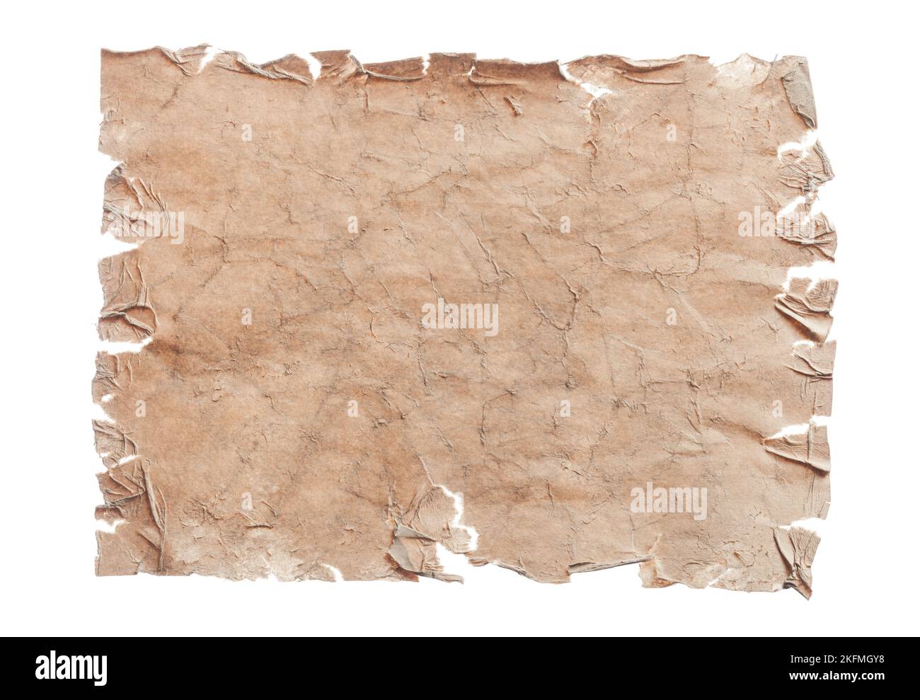 Vintage crumpled paper isolated on white Stock Photo - Alamy