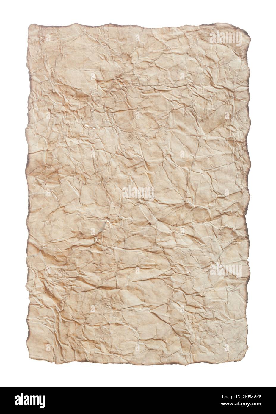 Vintage crumpled paper isolated on white vertical view Stock Photo - Alamy