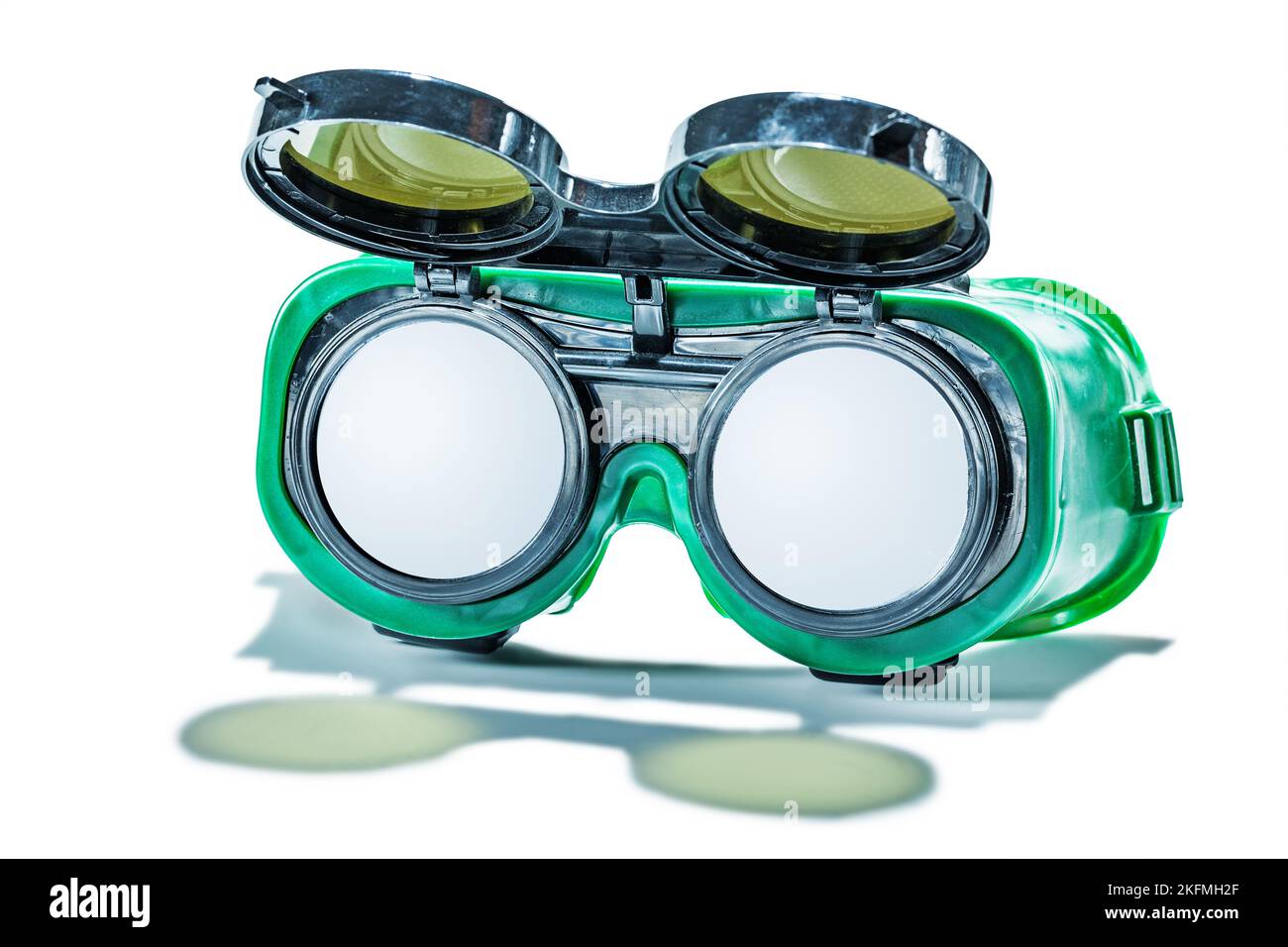 vintage green working goggles isolated on white Stock Photo - Alamy