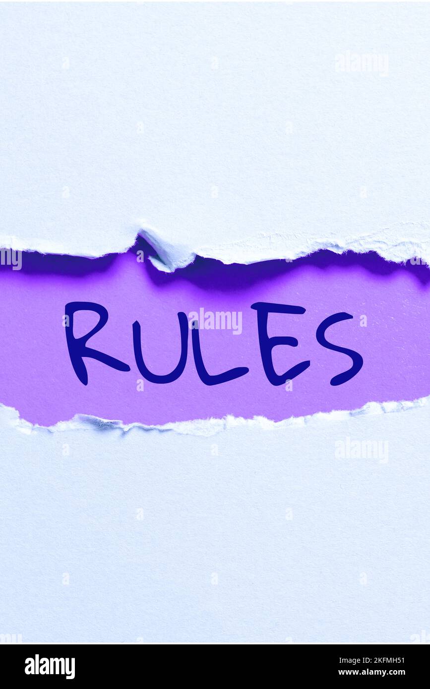 Text sign showing Rules. Business idea exercise ultimate power ...