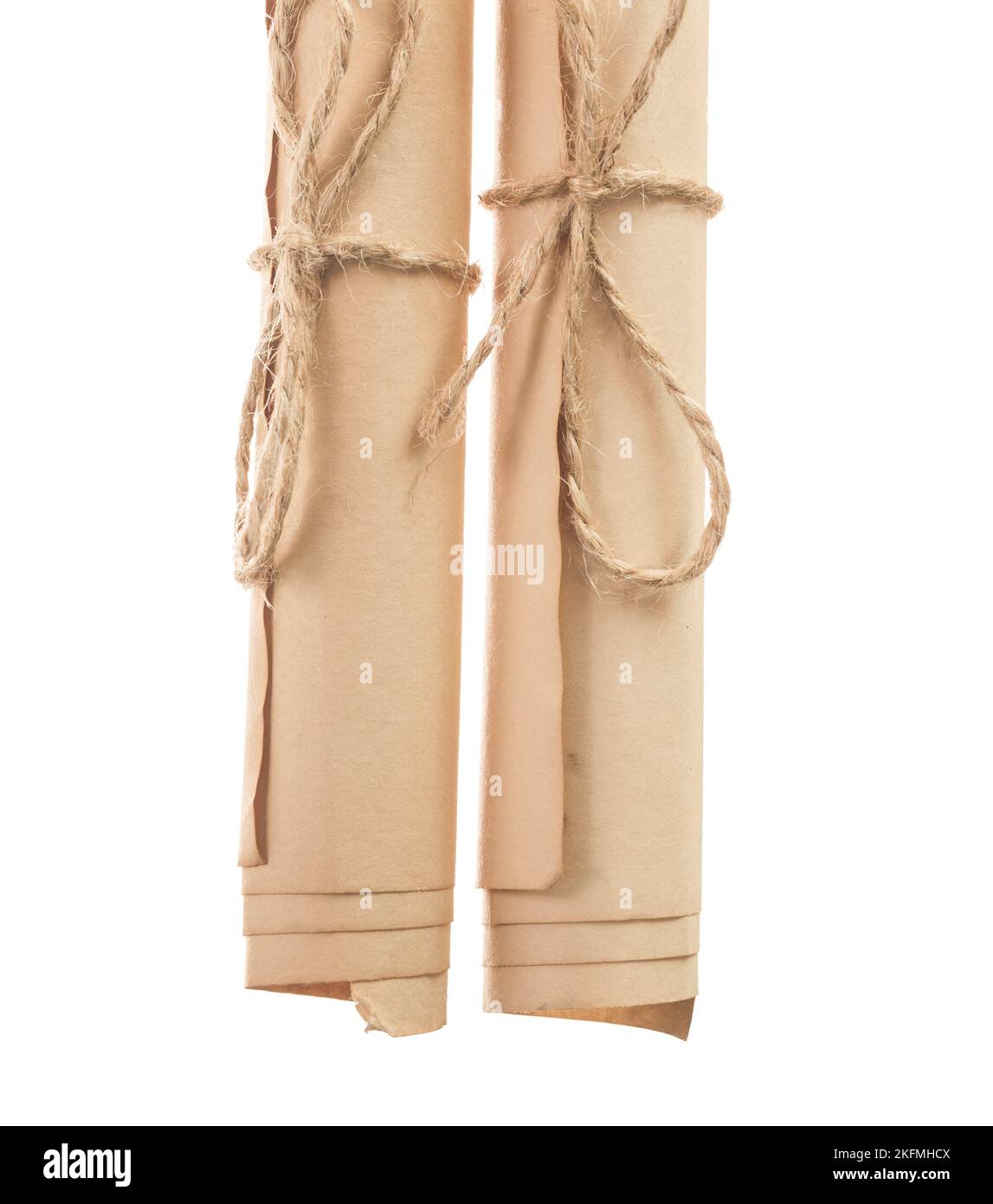 Vintage rolled up papers isolated on white Stock Photo - Alamy