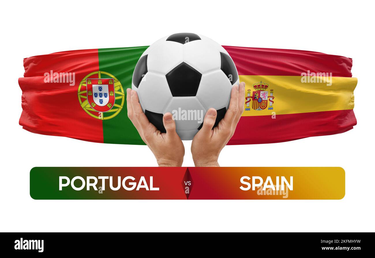 Portugal vs Spain national teams soccer football match competition ...