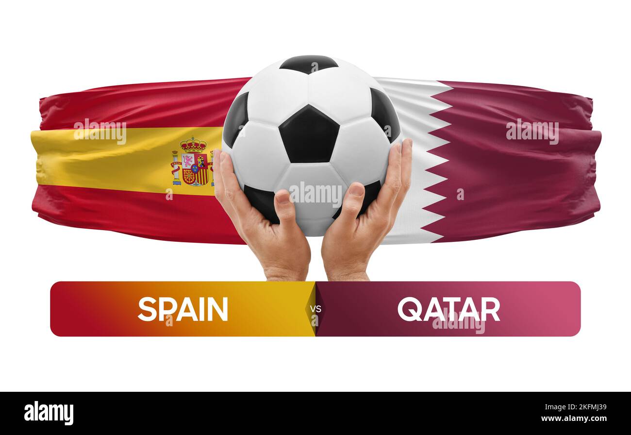 Spain vs Qatar national teams soccer football match competition concept ...