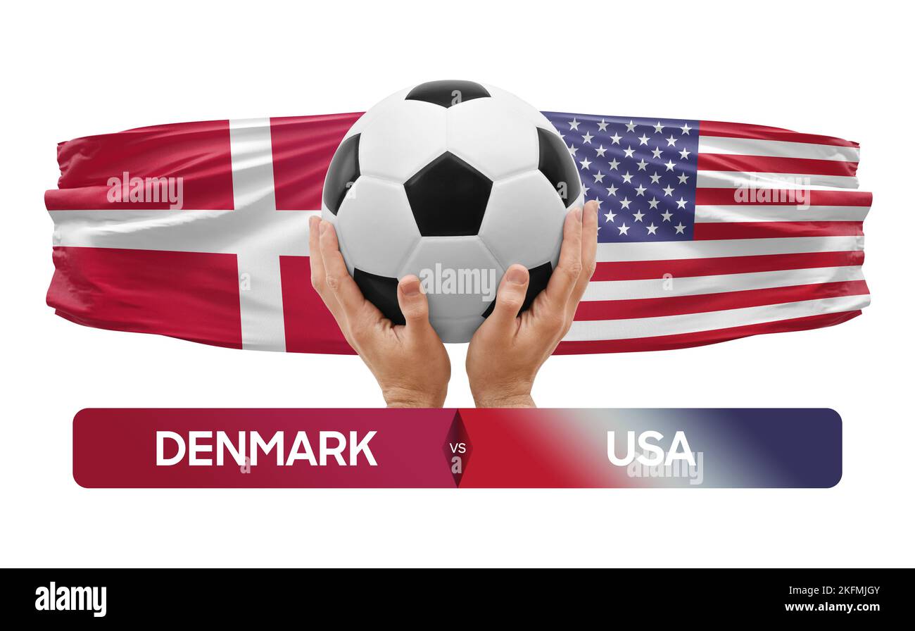 Denmark vs USA national teams soccer football match competition concept ...