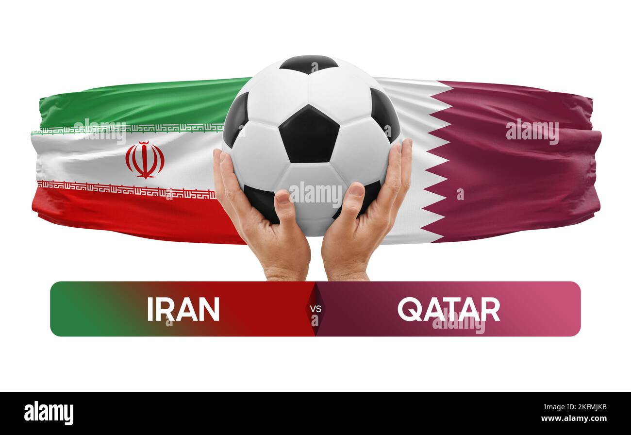 Iran vs Qatar national teams soccer football match competition concept ...