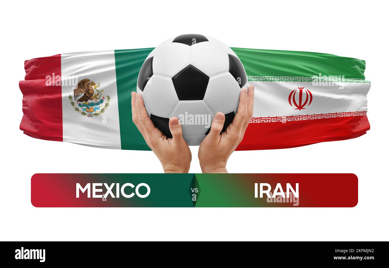 Mexico vs Iran national teams soccer football match competition concept ...