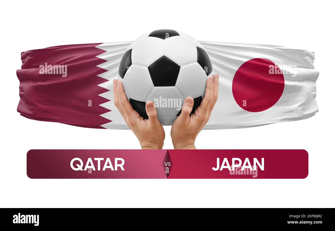 Qatar vs Japan national teams soccer football match competition concept ...