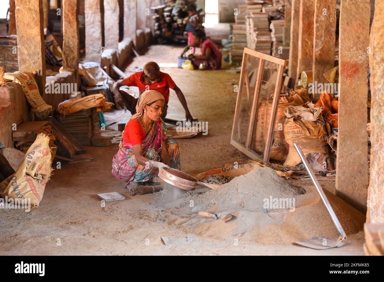 Athangudi tile production in Attangudi,Tamil Nadu,India Stock Photo - Alamy