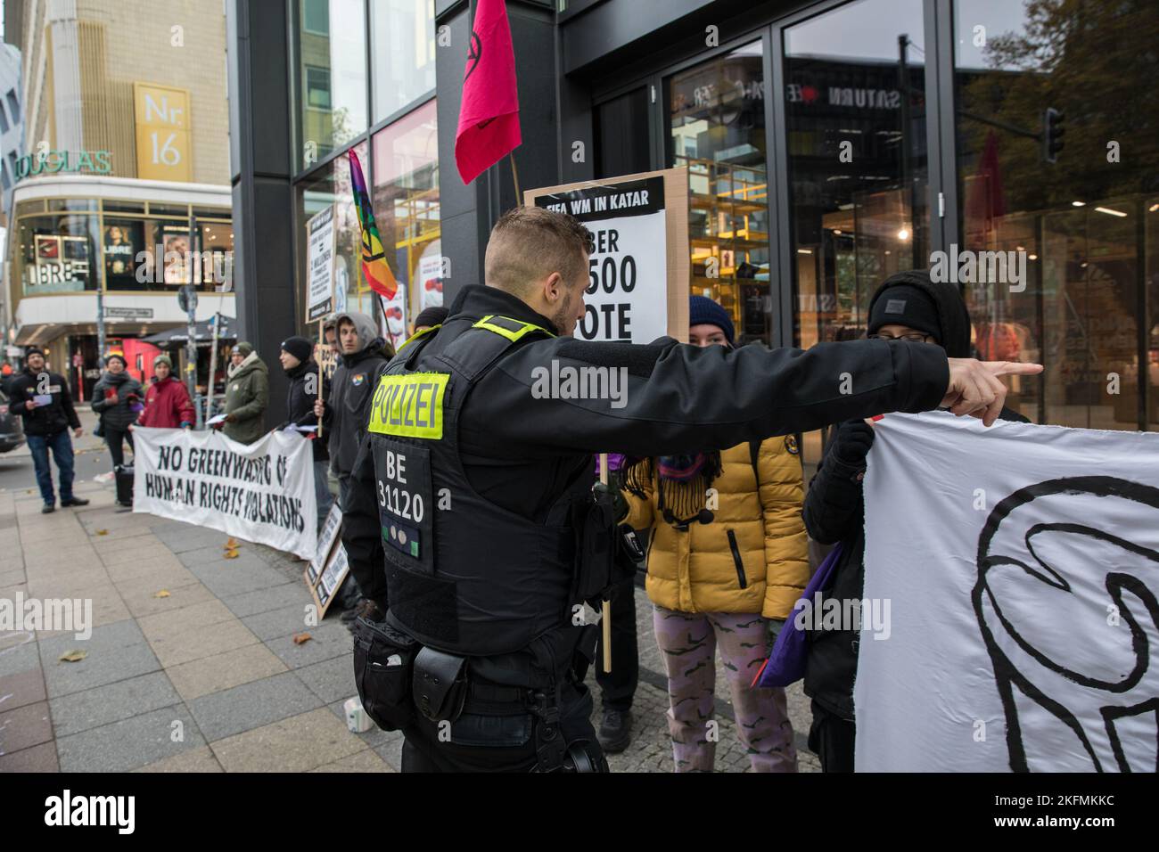 Activists gathered in Berlin on November 19, 2022, to draw attention to ...