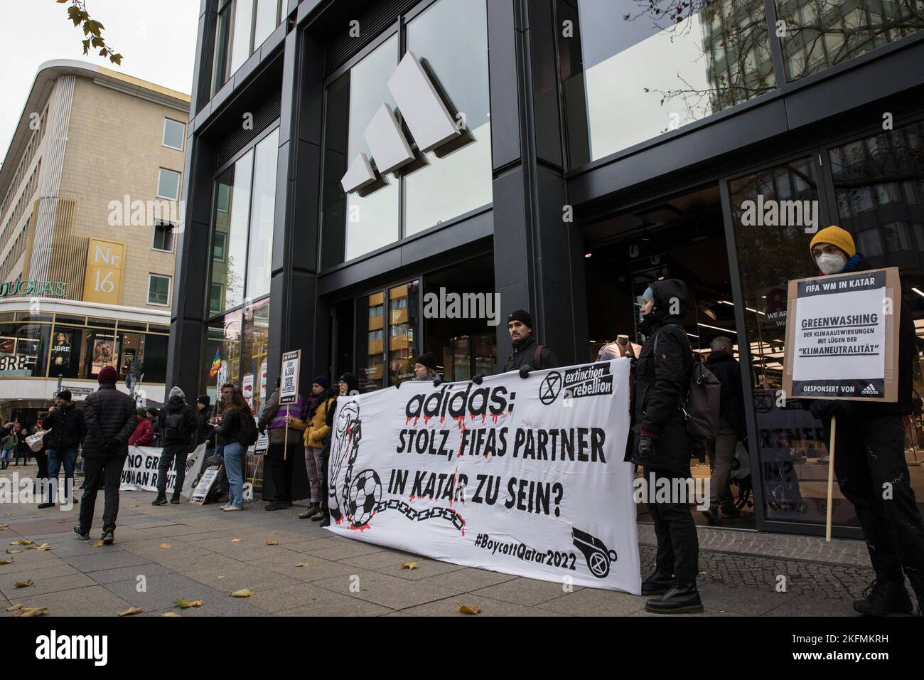 Activists gathered in Berlin on November 19, 2022, to draw attention to ...