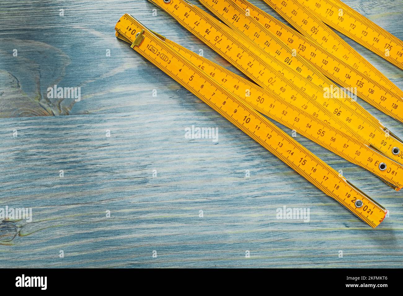 Wooden meter on vintage wood surface construction concept Stock Photo ...
