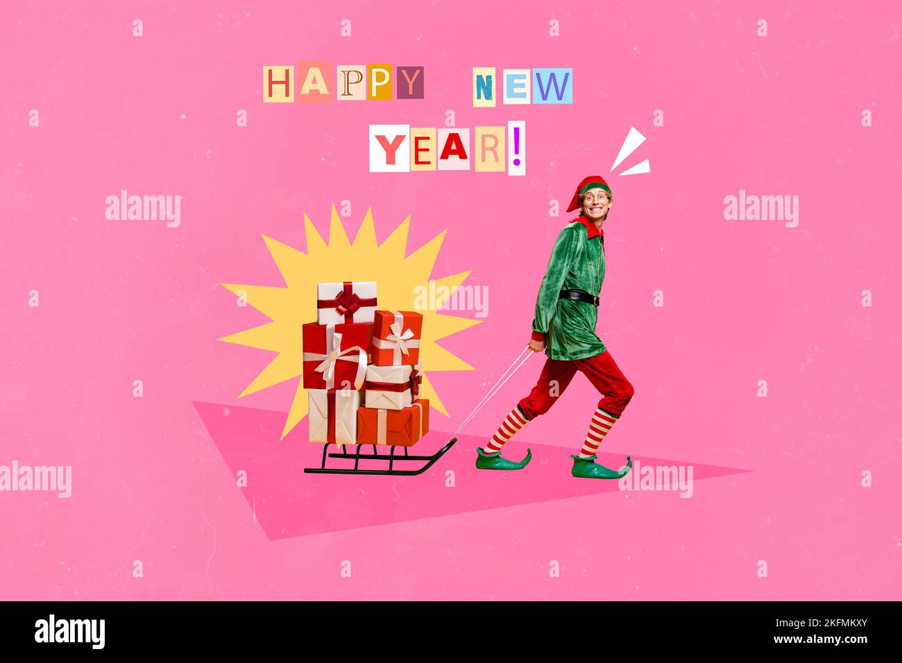 Creative photo 3d collage postcard poster brochure of positive fairy ...