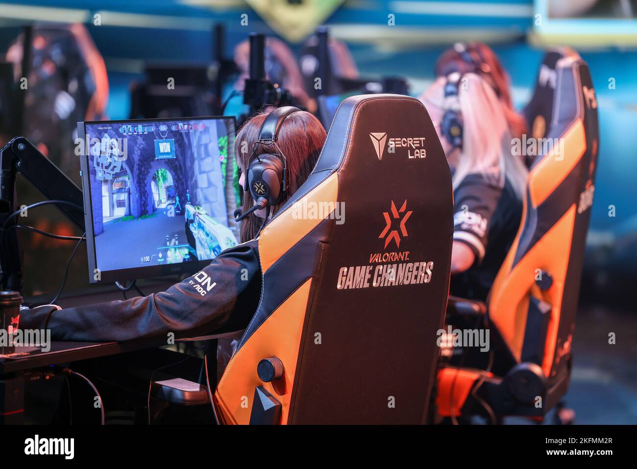 18 November 2022, Berlin: A player plays Valorant at the 2022 VALORANT ...