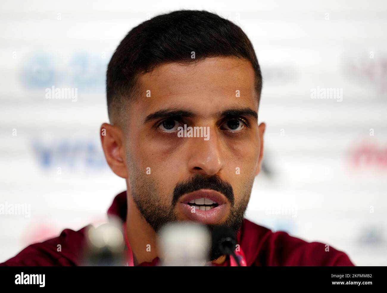 Qatar’s Hassan Alhaydos during a press conference at the Main Media ...