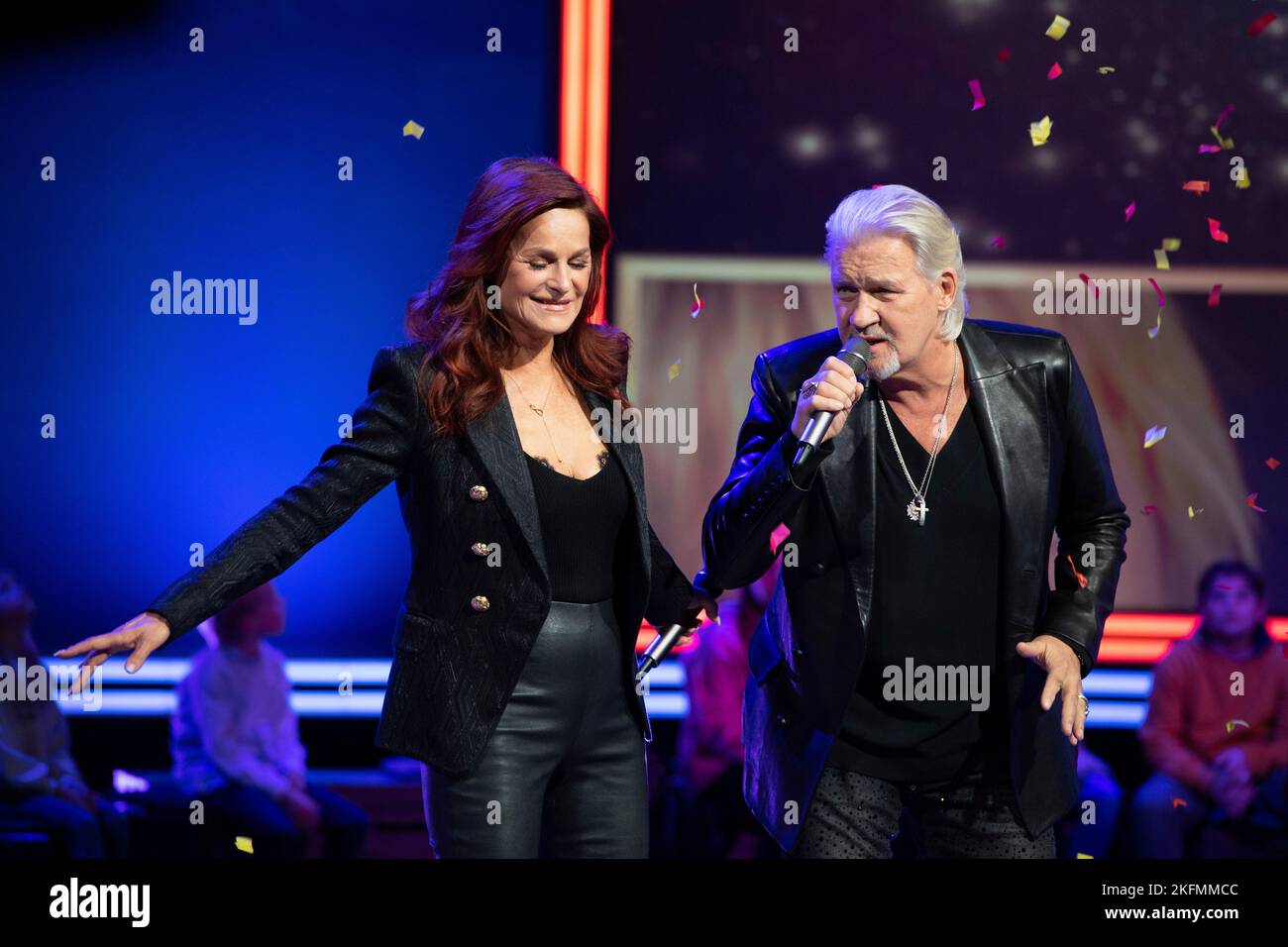 Andrea BERG and Johnny LOGAN, singer, singing, 27th RTL donation ...