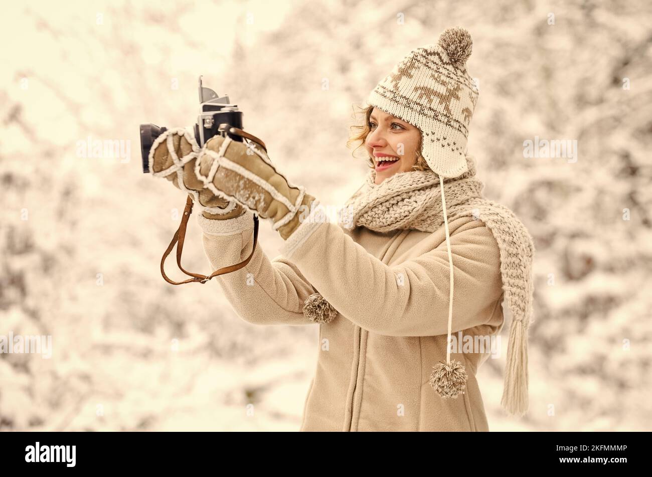 Holidays concept. Capturing winter. Take stunning winter photos. Winter ...