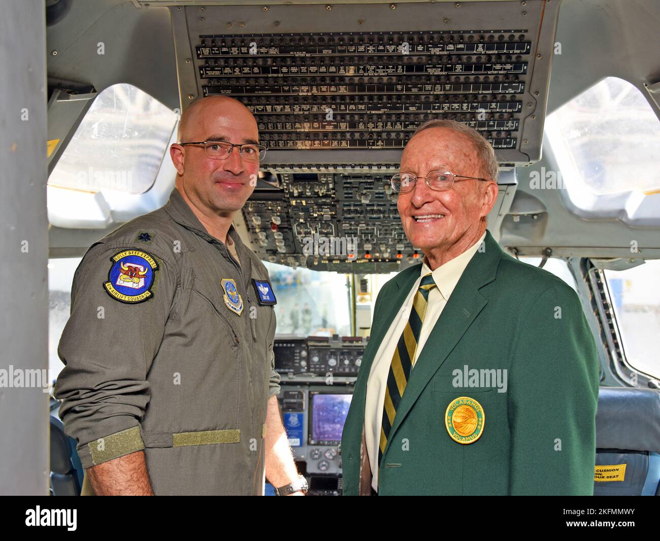 U.S. Air Force Lt. Col. Eric Kut, 6th Airlift Squadron, and Retired U.S ...