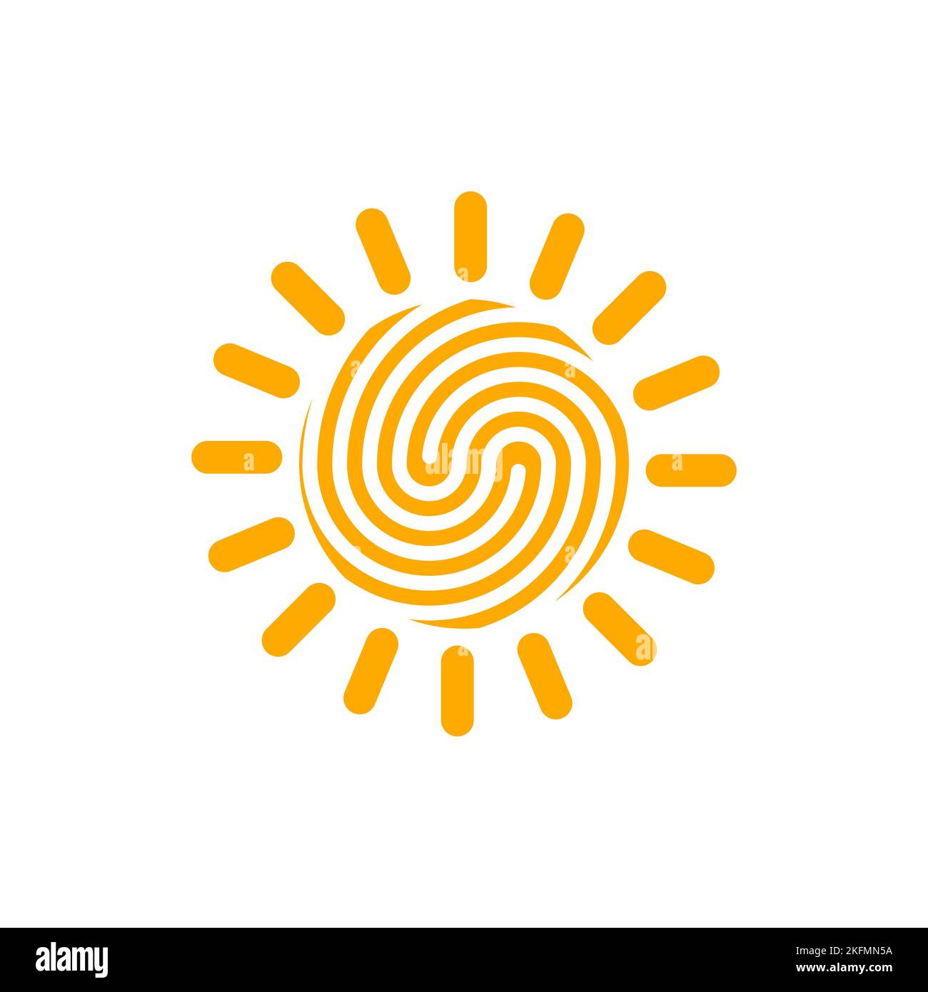 Fiingerprint icons in shape of sun, protection and protection symbol ...