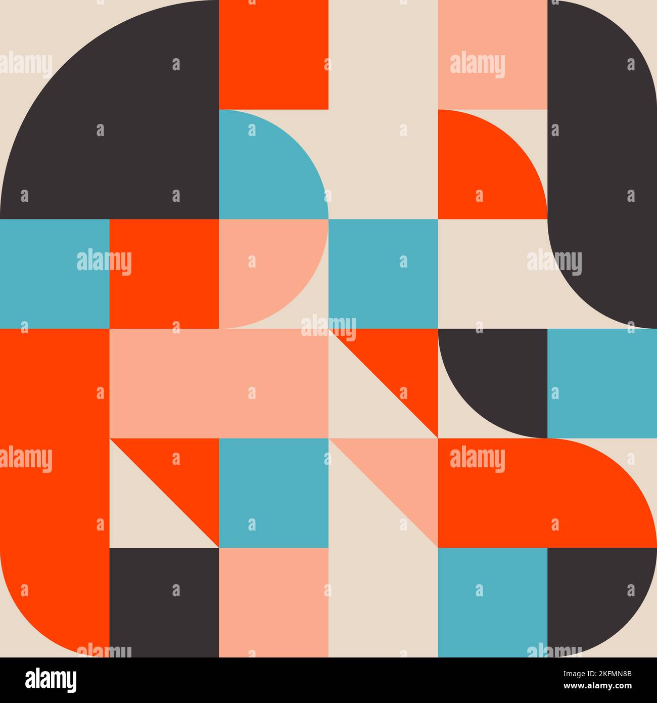 Seamless square pattern in bauhaus style with geometric shapes. Wall ...
