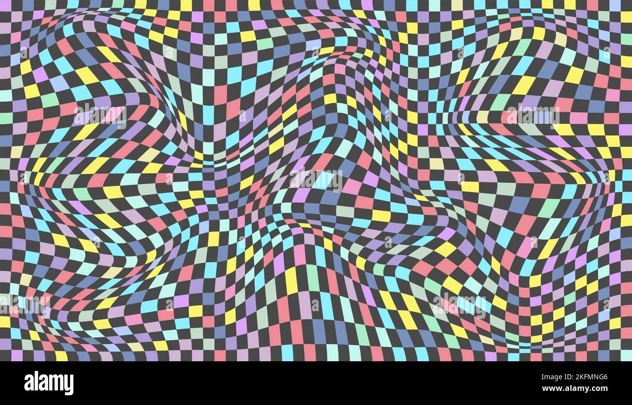 Checkered Background With Distorted Squares Abstract Banner With Distortion Chess Pattern