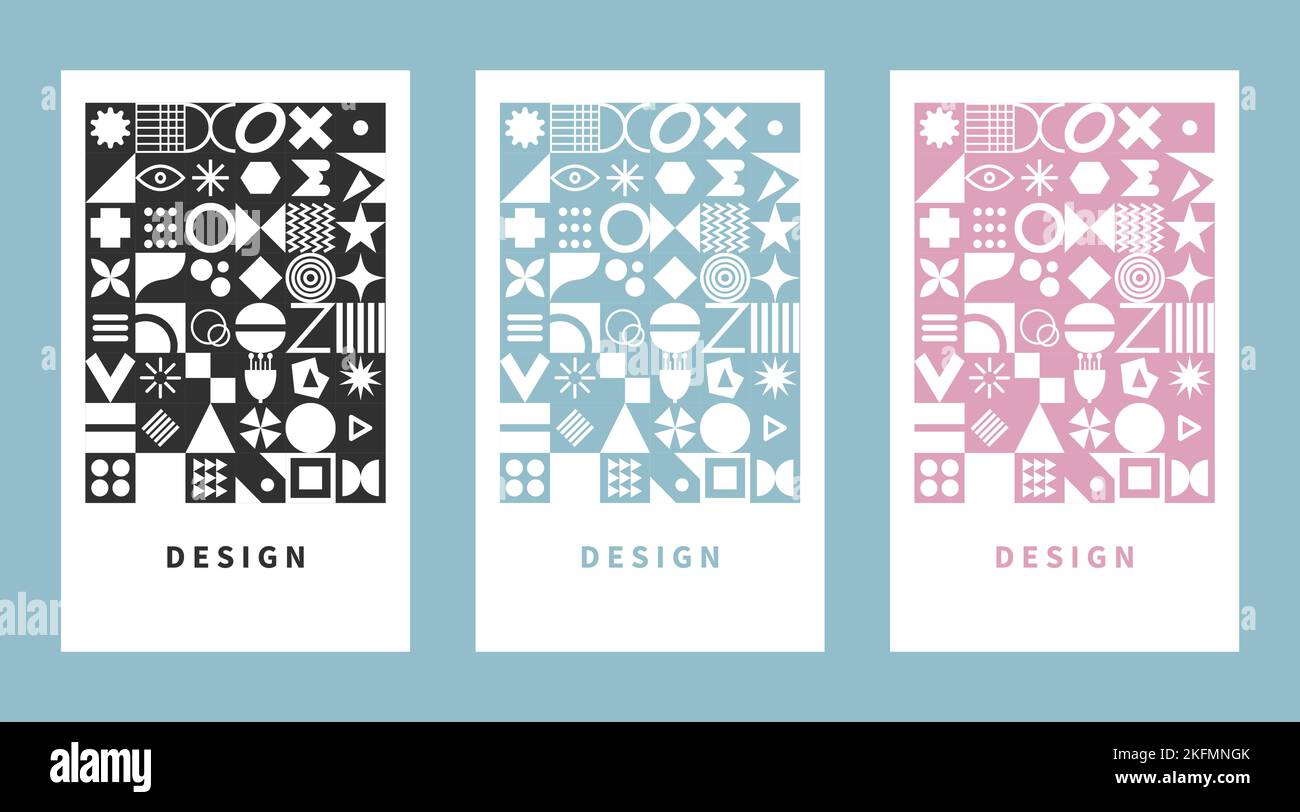 Unique cover of brochure, poster in bauhaus style. Geometric pattern ...