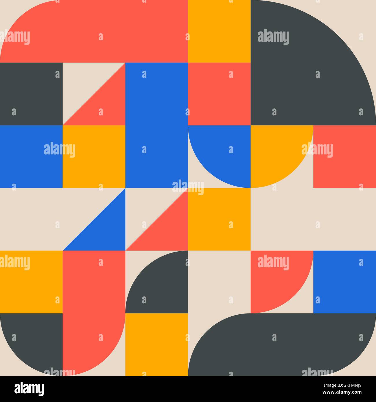 Seamless square pattern in bauhaus style with geometric shapes. Wall ...
