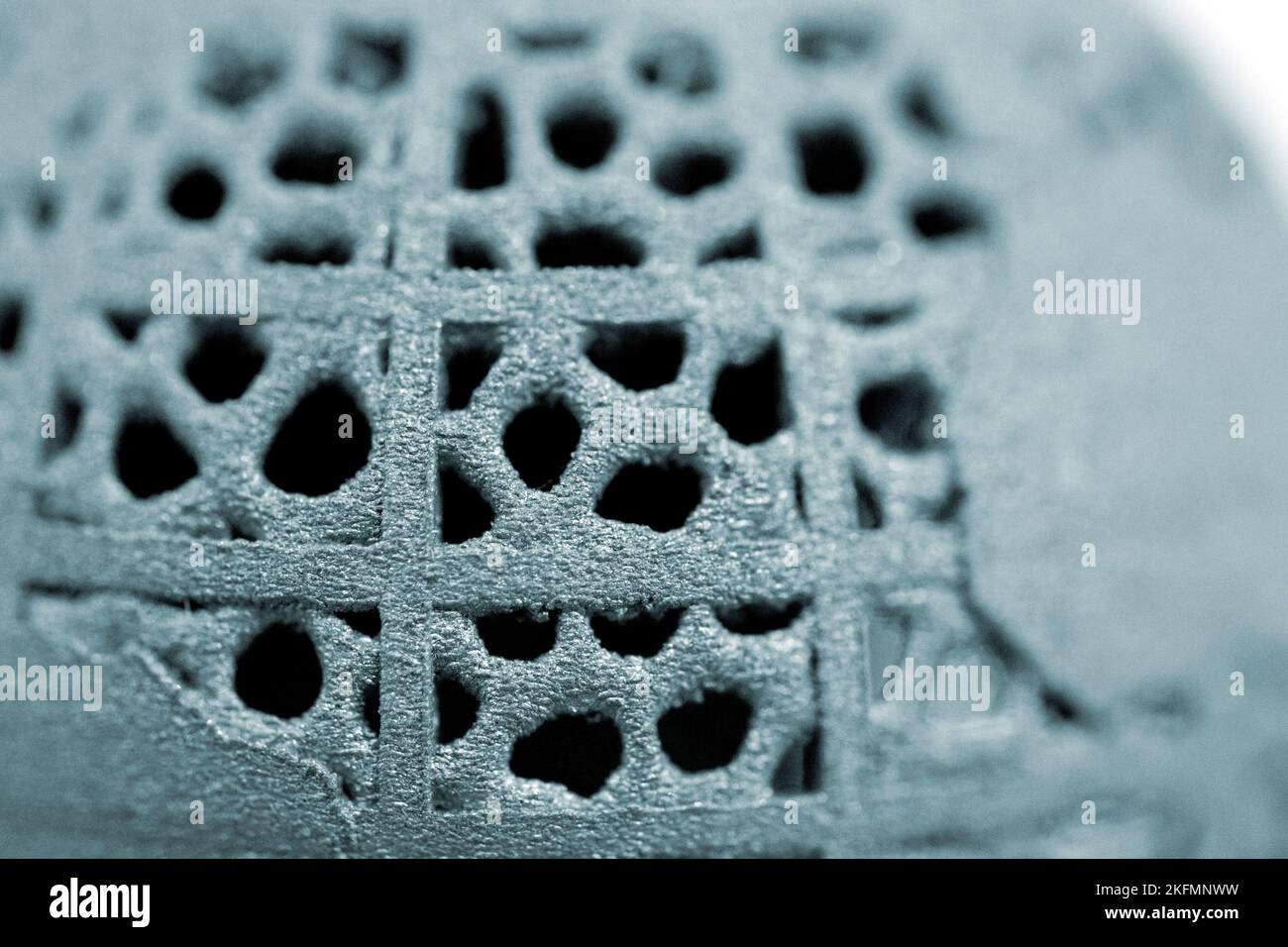 The surface of object printed on 3D printer for metal macro. Close-up ...