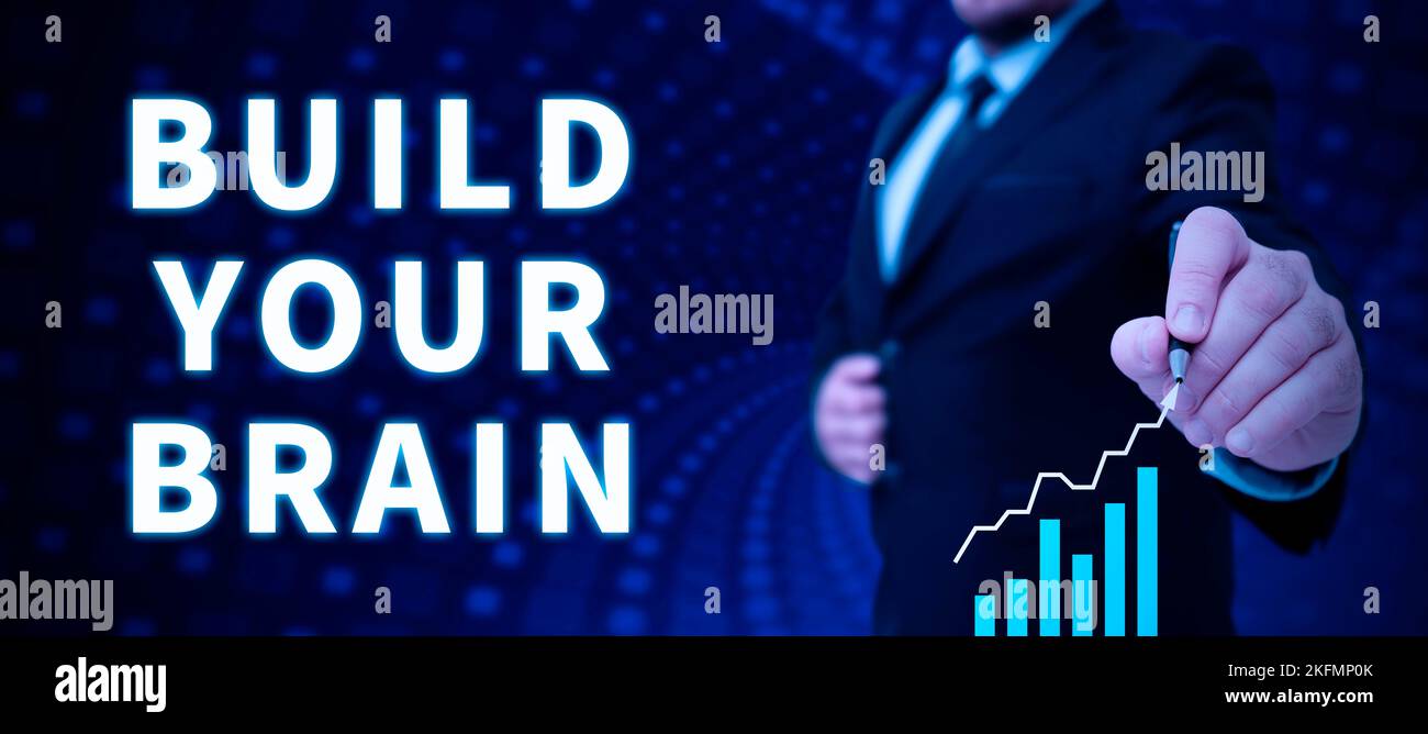 Conceptual display Build Your Brain. Word for mental activities to ...