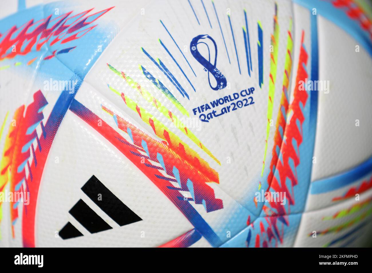 A general view of an Adidas Al Rihla, official ball for the 2022 FIFA ...